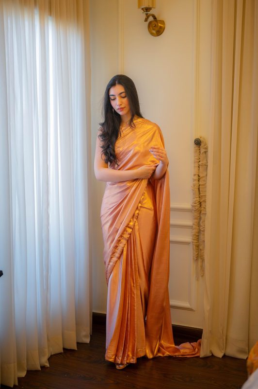 Stardust Pink Silk Saree – Hurf